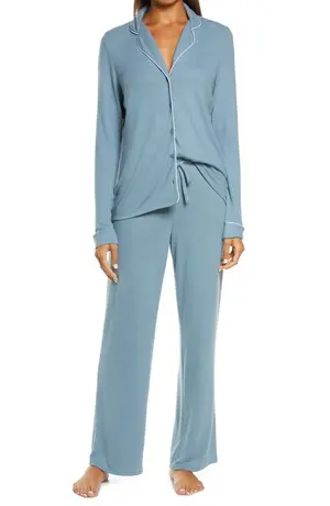 Nordstrom Brushed Hacci Pajamas Blue Citadel