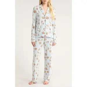 Nordstrom Brushed Hacci Pajamas Blue Gingerbread