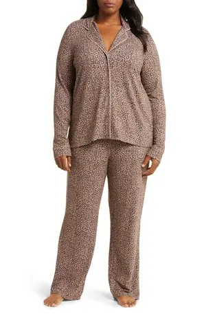 Nordstrom Brushed Hacci Pajamas Brown Brownie Animal Prints