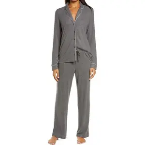 Nordstrom Brushed Hacci Pajamas Grey Dark Steel Heather