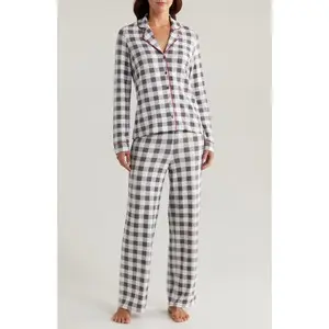 Nordstrom Brushed Hacci Pajamas Grey Stonehenge Buffalo Check