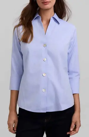 Foxcroft Paityn Non-iron Cotton Shirt - Blue Wave