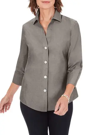 Foxcroft Foxcroft Paityn Non-Iron Cotton Shirt Charcoal