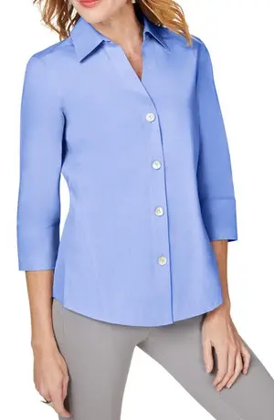 Foxcroft Foxcroft Paityn Non-Iron Cotton Shirt Iris Bloom