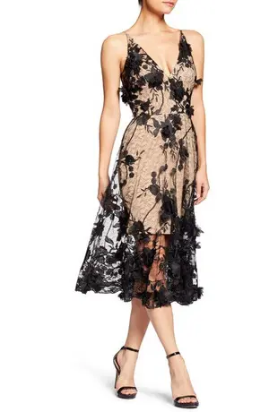 Dress The Population Dress The Population Audrey Embroidered Dress Black