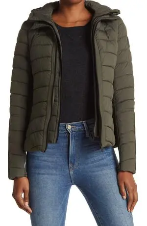 Bernardo Hooded Quilted Water Repellent Jacket