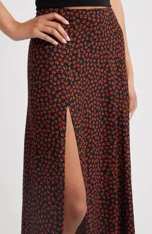 REFORMATION Zoe Side Slit Midi Skirt - Rowan