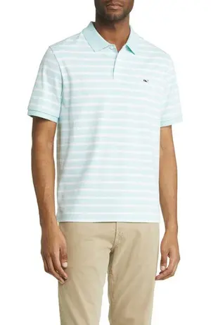 Vineyard Vines Edgartown Piqué Performance Polo Stripe Andros Blue