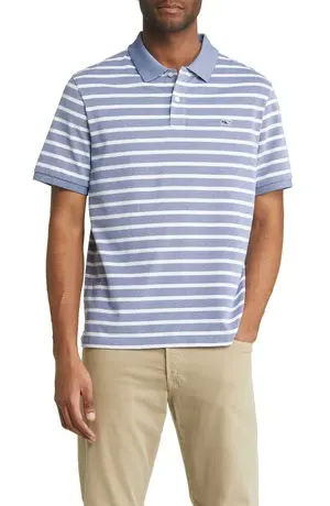 Vineyard Vines Edgartown Piqué Performance Polo Stripe Moonshine