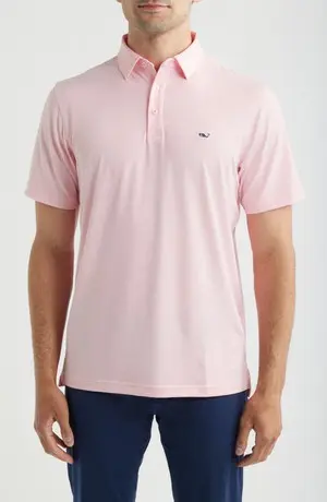 Vineyard Vines St. Jean Stripe Sankaty Performance Polo - Pink/white