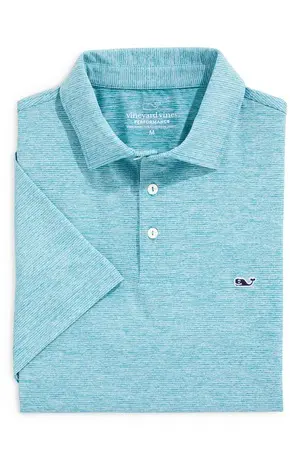 Vineyard Vines Jean Stripe Sankaty Performance Polo Teal Bay