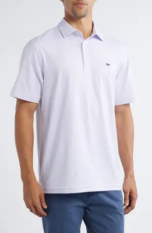 Vineyard Vines Jean Stripe Sankaty Performance Polo White Cap/aster