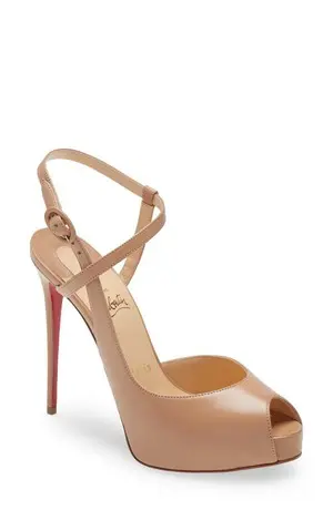 CHRISTIAN LOUBOUTIN Jenlove Peep Toe Stiletto Sandals - Nude
