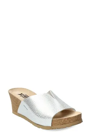 Mephisto Lisane Wedge Slide Sandal Silver Condor