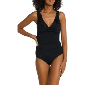 La Blanca Ruffle Underwire One-piece Swimsuit - Black
