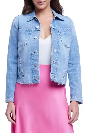 L'Agence L'AGENCE Janelle Raw Cut Slim Denim Jacket Highland