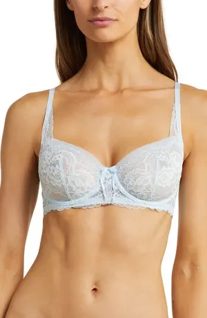 SKARLETT BLUE Minx Underwire Balconette Bra Sky/ White