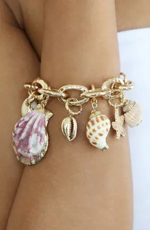 Ettika 18-karat Plate Shell Charm Bracelet