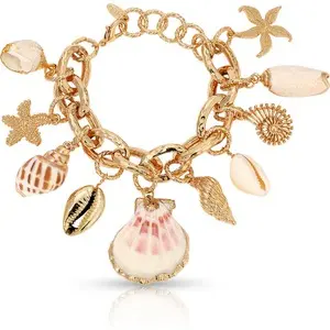 Ettika 18-karat Plate Shell Charm Bracelet - Gold