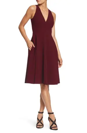 Dress The Population Catalina Fit & Flare Cocktail Dress - Burgundy