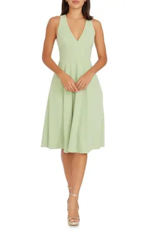 Dress The Population Catalina Fit & Flare Cocktail Dress - Sage