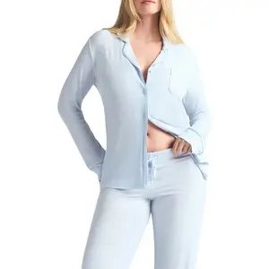 SKIMS Soft Lounge Rib Sleep Set Blue Quartz