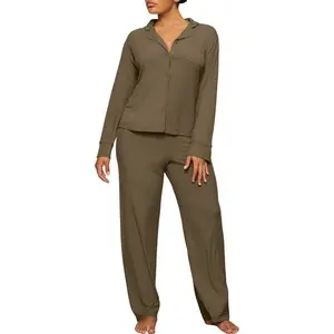 SKIMS Soft Lounge Rib Sleep Set Olive
