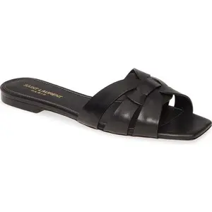 Saint Laurent Tribute Nu Pieds Slide Sandal - 1000-nero