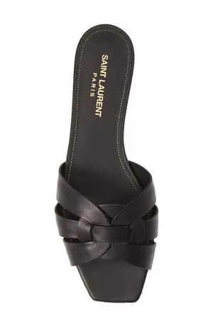 Saint Laurent Tribute Nu Pieds Slide Sandal - 1000-nero