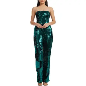 Dress The Population Andy Sequin Jumpsuit - Deep Emerald