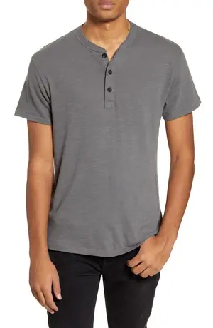 Rag & Bone Classic Short Sleeve Henley Dark Grey