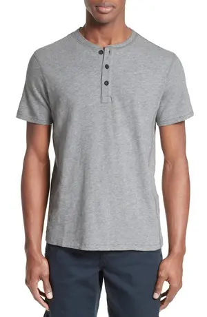 Rag & Bone Classic Short Sleeve Henley Grey Heather