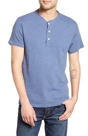 Rag & Bone Classic Short Sleeve Henley Smoke Blue