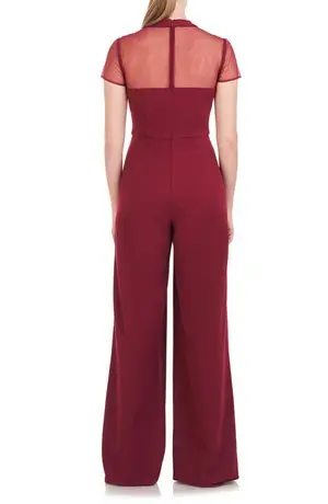 Js Collections Stretch Crepe Jumpsuit - Deep Red
