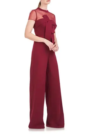 Js Collections Stretch Crepe Jumpsuit - Deep Red