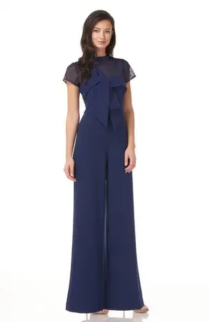 Js Collections Stretch Crepe Jumpsuit - Navy