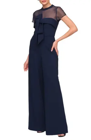 Js Collections Stretch Crepe Jumpsuit - Navy