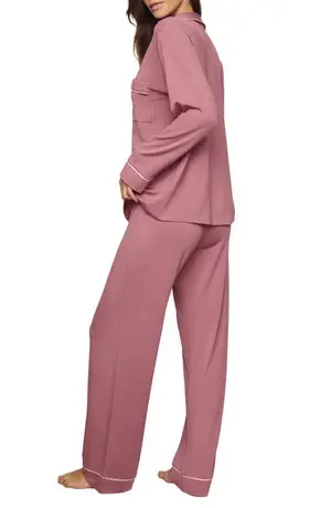Eberjey Gisele Long Pajamas - Berry Blush/ivory