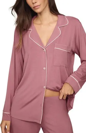 Eberjey Gisele Long Pajamas - Berry Blush/ivory