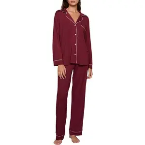 Eberjey Gisele Long Pajamas Bordeaux/ivory