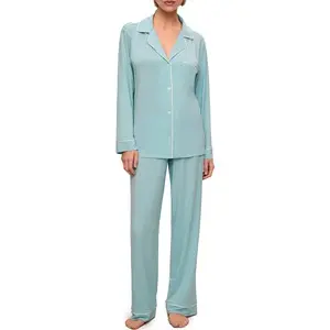 Eberjey Gisele Long Pajamas Canal Blue/ Ivory