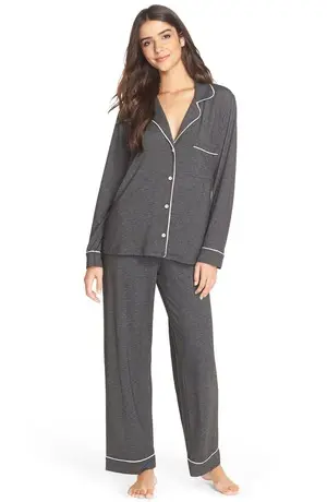 Eberjey Gisele Long Pajamas Charcoal Heather