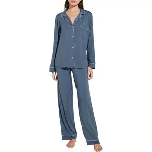 Eberjey Gisele Long Pajamas Coastal Blue/ice Blue