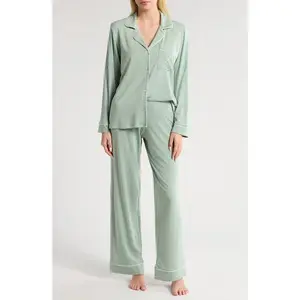 Eberjey Gisele Long Pajamas Eucalyptus/ Ivory