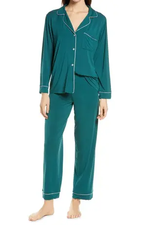 Eberjey Gisele Long Pajamas Evergreen/ Bone