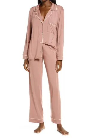 Eberjey Gisele Long Pajamas Hazelnut/ Bone