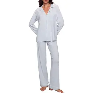 Eberjey Gisele Long Pajamas Ice Blue/ivory