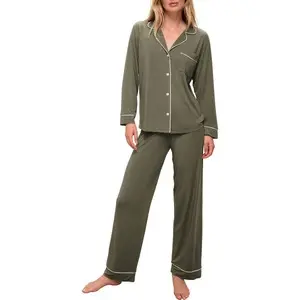 Eberjey Gisele Long Pajamas Moss/ivory