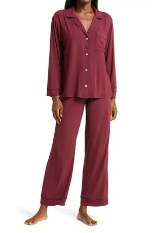 Eberjey Gisele Long Pajamas Mulberry/ Navy