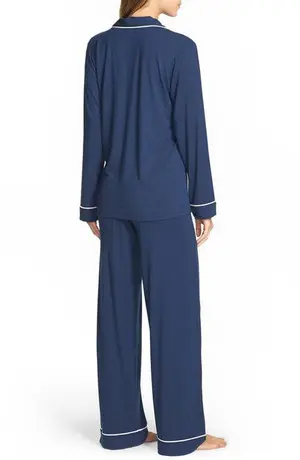 Eberjey Gisele Long Pajamas - Navy/ivory
